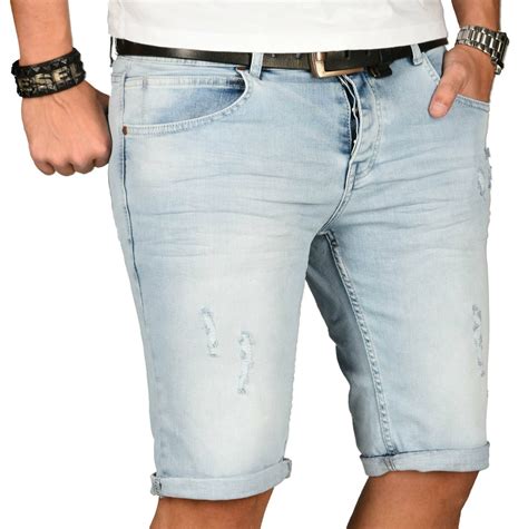 Alessandro Salvarini Herren Jeans Shorts Hellblau Slim Fit O141 Gol
