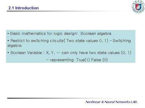 Nonlinear Neural Networks LAB CHAPTER Boolean Algebra