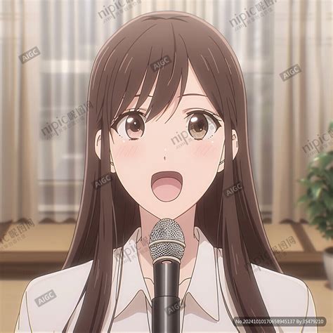 Ai创作图女子轻音班宝和堂 动漫歌手 K歌女孩 录音棚人物 唱颂歌的歌手 唱歌头像 直播美女麦克风 动漫新人 唱歌插画 Cg少女 二次元老婆