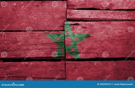 Moroccan Flag Depicted On A Timber Surface Stock Image Image Of