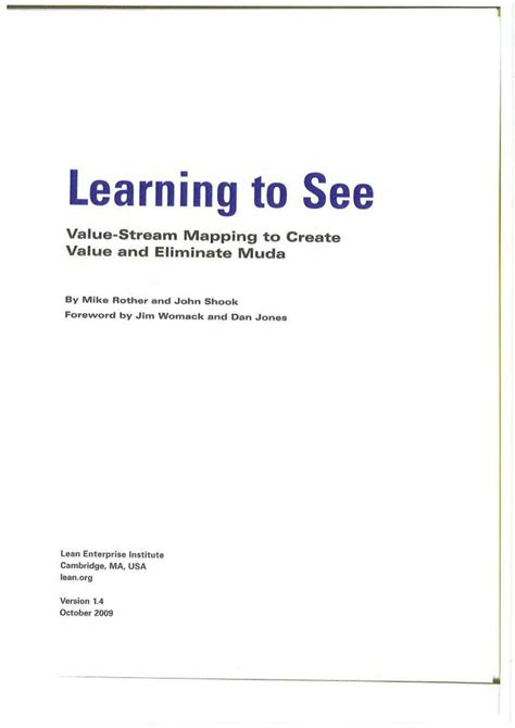 Solution Learning To See Value Stream Mapping To Add Value And