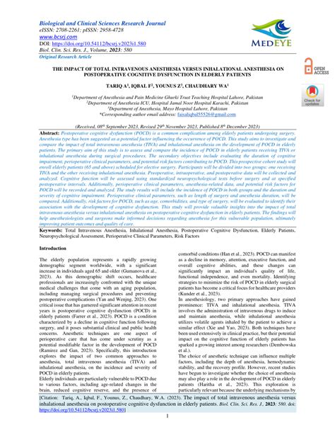 Pdf The Impact Of Total Intravenous Anesthesia Versus Inhalational