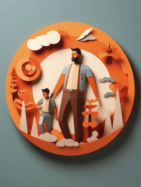 Crafted Love For Dad 3d Paper Cut Craft Illustration For A Happy Father