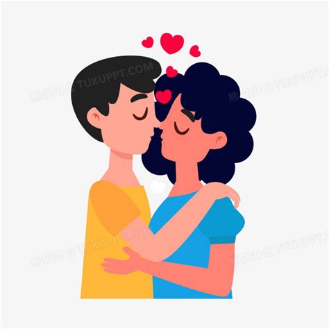 卡通扁平情侣接吻免抠png图片素材下载卡通png熊猫办公