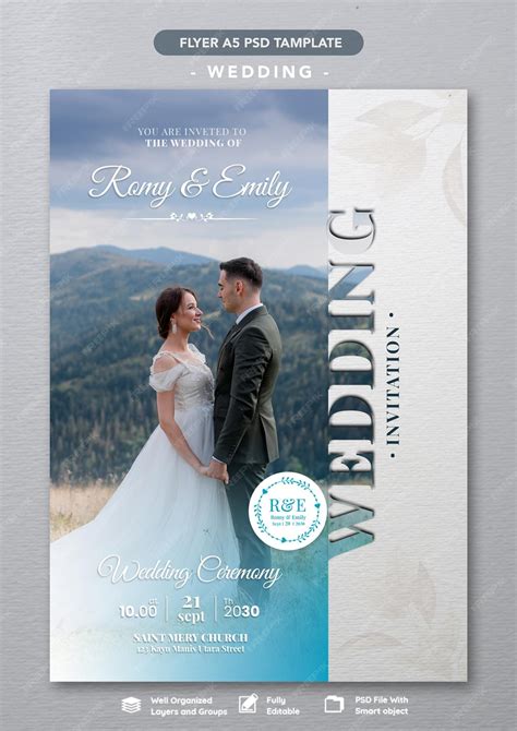 Premium Psd Psd Wedding Invitation Template With Photo