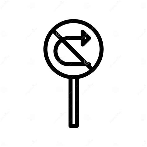 No U Turn Sign Icon Design In Filled And Outlined Style Stock Vector