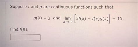 Solved Suppose Fand G Are Continuous Functions Such That