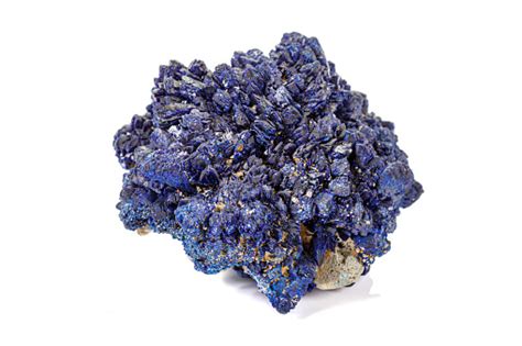 흰색 바탕에 매크로 돌 광물 Azurite 맬 러 카이트 0명에 대한 스톡 사진 및 기타 이미지 0명 건축물 결정체