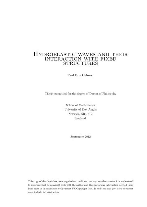 Pdf Hydroelastic Waves And Their Interaction With Fixed Structures · 1 1 Preliminaries That
