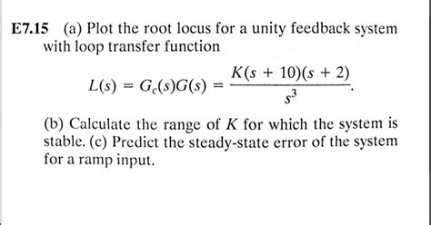 solved e7 15 a plot the root locus for a unity feedback