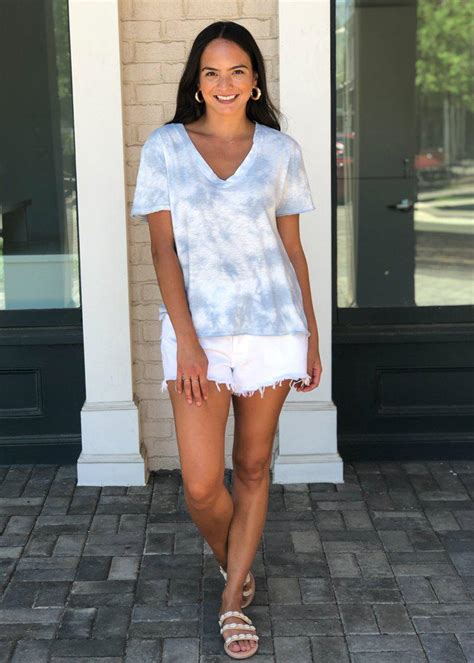 Z Supply Cotton Cloud Tie Dye Tee Light Blue 4600 Hand In Pocket