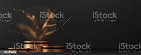 금 받침대 또는 연단 모형이 있는 고급 황금 배경 제품 쇼케이스 및 프레젠테이션을 위한 빈 플랫폼 3d 렌더링 0명에 대한 스톡 사진 및 기타 이미지 Istock