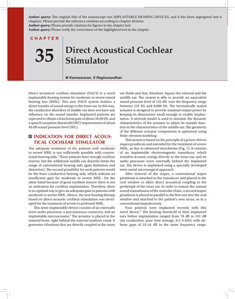 Pdf Direct Acoustical Cochlear Stimulator