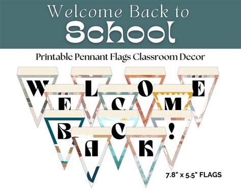 Boho Back To School Bulletin Flags Classroom Decor Set Colorful