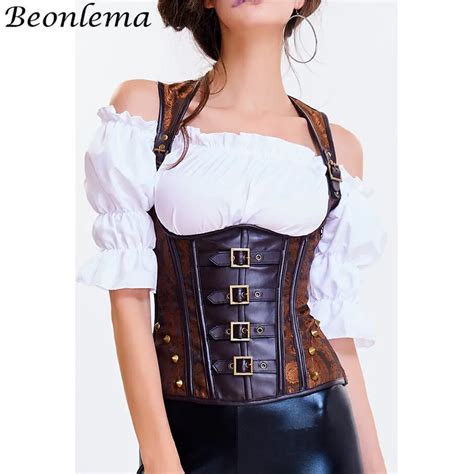 Beonlema корсет из искусственной кожи Корсет под грудь стимпанк ...