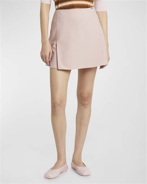 Versace Pleated Baroque Print Crepe De Chine Mini Skirt Neiman Marcus