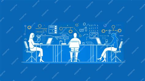 Teamwork And Collaboration In A Techdriven Workspace A Minimalist Line Art Illustration Depi