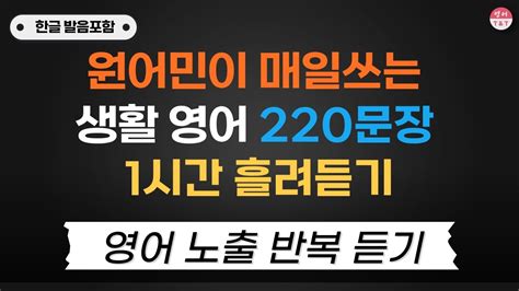 영어회화 급상승 영어문장 원어민이 매일 쓰는 220문장 1시간 흘려 듣기 수면영어 기초생활영어 Youtube