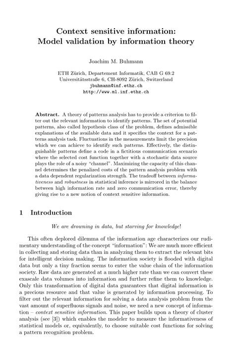 pdf context sensitive information model validation by information theory