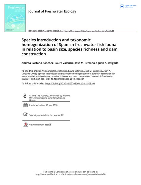 Pdf Species Introduction And Taxonomic Homogenization Of Spanish