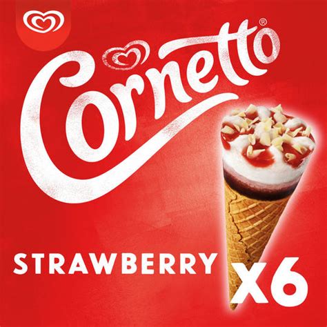 Cornetto Strawberry Ice Cream Cone 6 X 90 Ml Ice Cream Cones Sticks