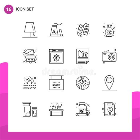 Stock Vector Icon Pack Of 16 Line Signs And Symbols For Claus Money
