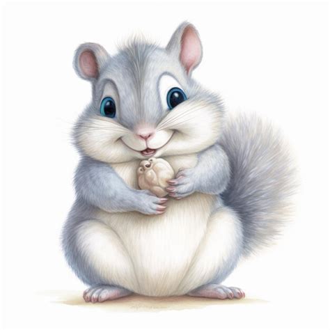 Premium Photo There Is A Drawing Of A Squirrel Holding A Nut In Its