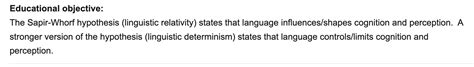 Sapir Whorf Hypothesis Vs Linguistic Determinism R Mcat
