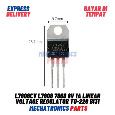 Jual L7808CV L7808 7808 8V 1A Linear Voltage Regulator TO 220 BI31