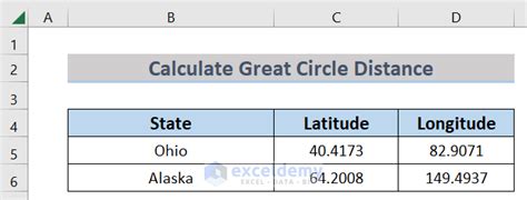 How To Find Great Circle Distance Using Excel Formula