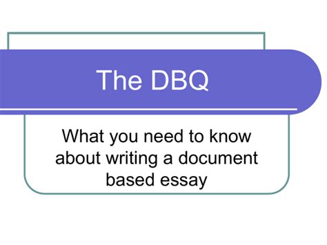 Dbq Essay Explanation Peer Grading Exercise