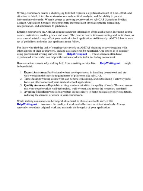 How To Enter Coursework Amcas Pdf Medical School Medical College