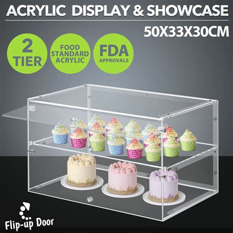 Cake Cabinet Display Cupcake Shelf 2 Tier Unit Acrylic Bakery Case