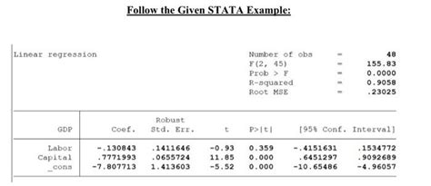 Solved Follow The Given Stata Example Linear Regression 48