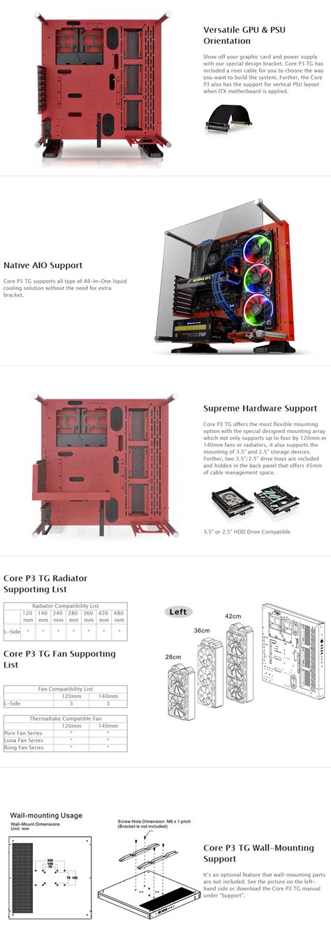 Buy Thermaltake Core P3 TG Red Edition ATX Open Frame Chassis CA 1G4
