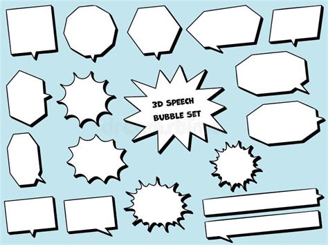 Angular Speech Bubble Set With 3d Effect Stock Vector Illustration Of