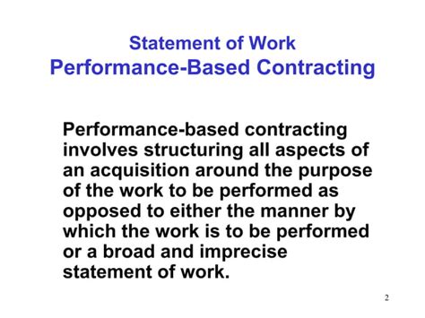 Developing Performance Based Work Statements Ppt