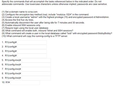 Solved Specify The Commands That Will Accomplish The Tasks