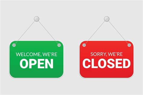 Open And Closed Hanging Door Signs Isolated On White Background