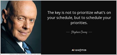 Stephen Covey Quote The Key Is Not To Prioritize Whats On Your