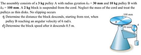 Solved The Assembly Consists Of A 3 Kg Pulley A With Radius
