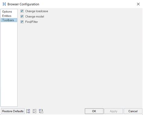 Toolbars Tab