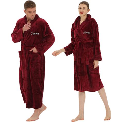 Personalized Bathrobes Plush Robes For Women Made Of Velour Knit Fab