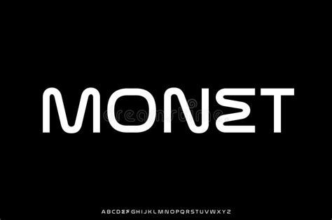 Modern Futuristic Sans Serif Alphabet Display Font Vector Technology Decorative Typeface Stock