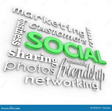 Sociale 3d Van Achtergrond Woorden Bedrijfs Marketing Stock Illustratie