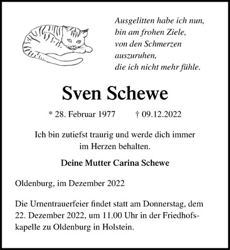 Traueranzeigen Von Sven Schewe Trauer Anzeigende
