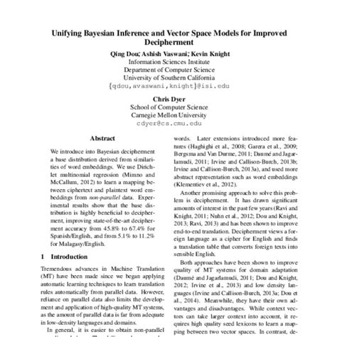 Unifying Bayesian Inference And Vector Space Models For Improved