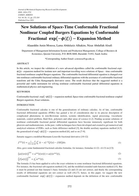 Pdf New Solutions Of Space Time Conformable Fractional Nonlinear