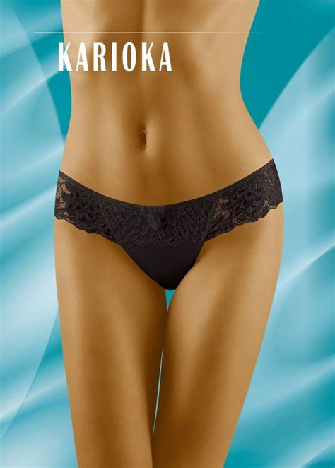 Karioka Stringi Damskie Wol Bar Czarny 94536 Rafjolka Pl