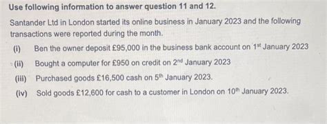 Solved Use Following Information To Answer Question 11 And